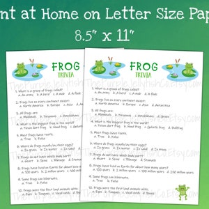 Frog Trivia Game Printable, Frog Game, Trivia for Kids, Frog Theme ...