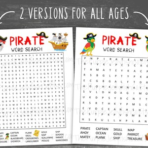 Pirate Word Search Printable, Talk Like a Pirate Day Activity for Kids ...