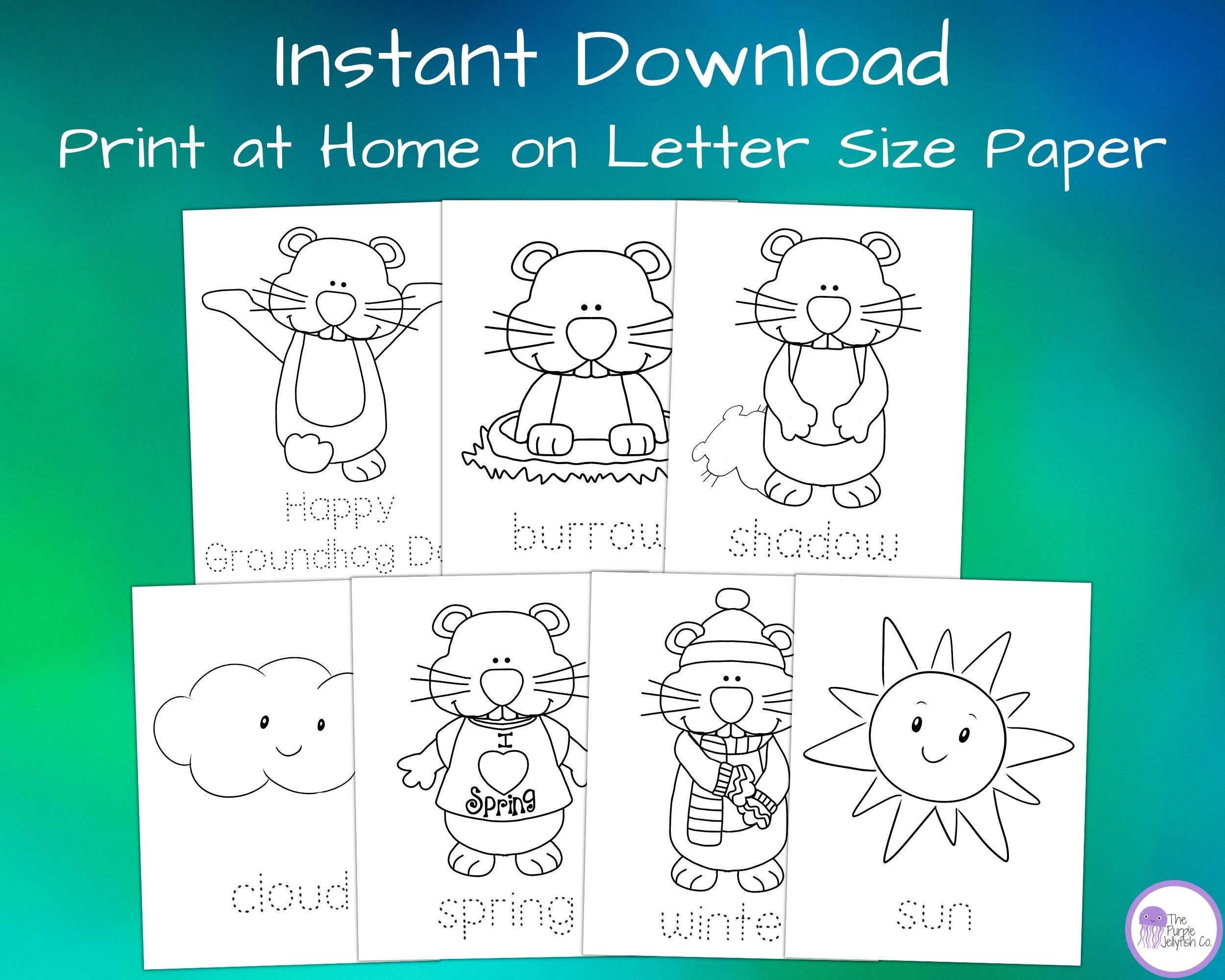 Groundhog Day Coloring Pages for Kids Printable, Preschool Tracing ...