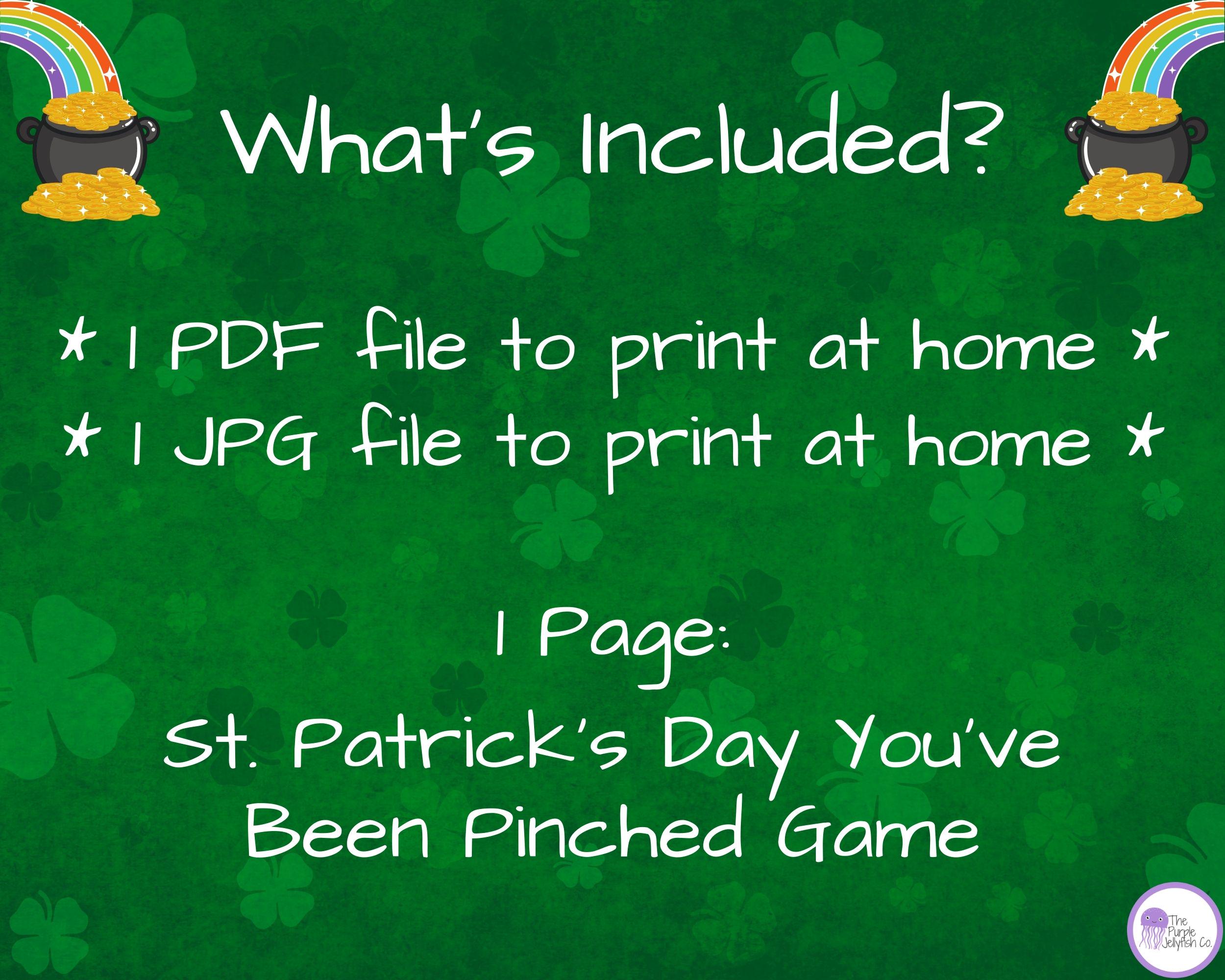 You've Been Pinched St. Patrick's Day Game for Kids Printable, St ...