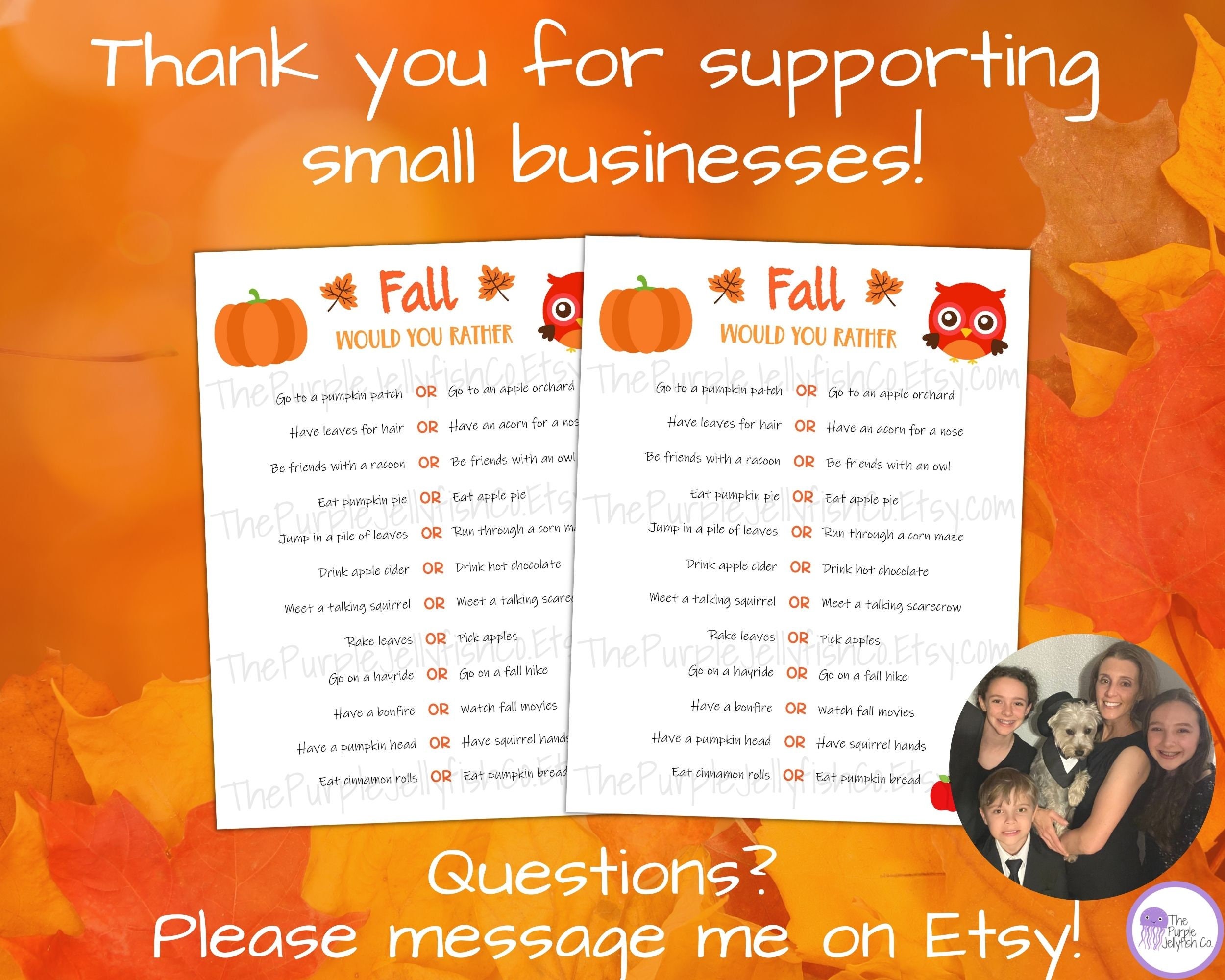 Fall Would You Rather Game Printable Fall Party Idea, Autumn This or ...