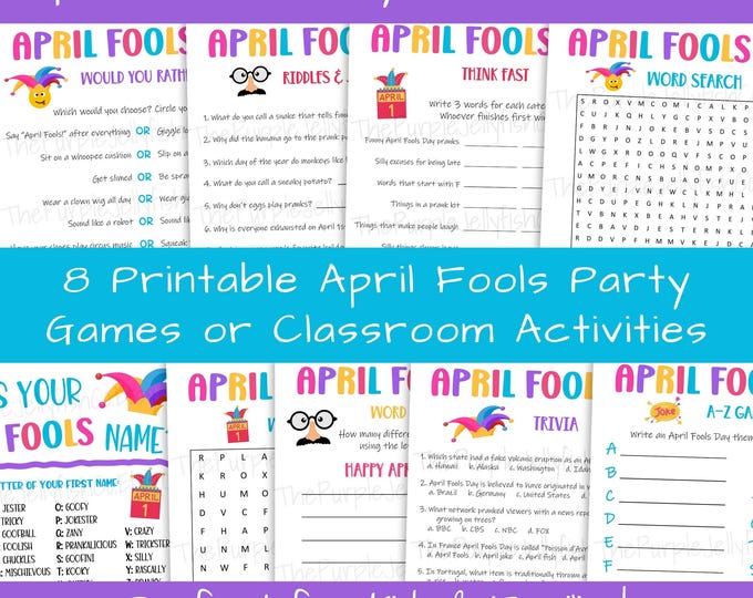 April Fool's Day Trivia Game Printable, April Fools Party Idea, April ...