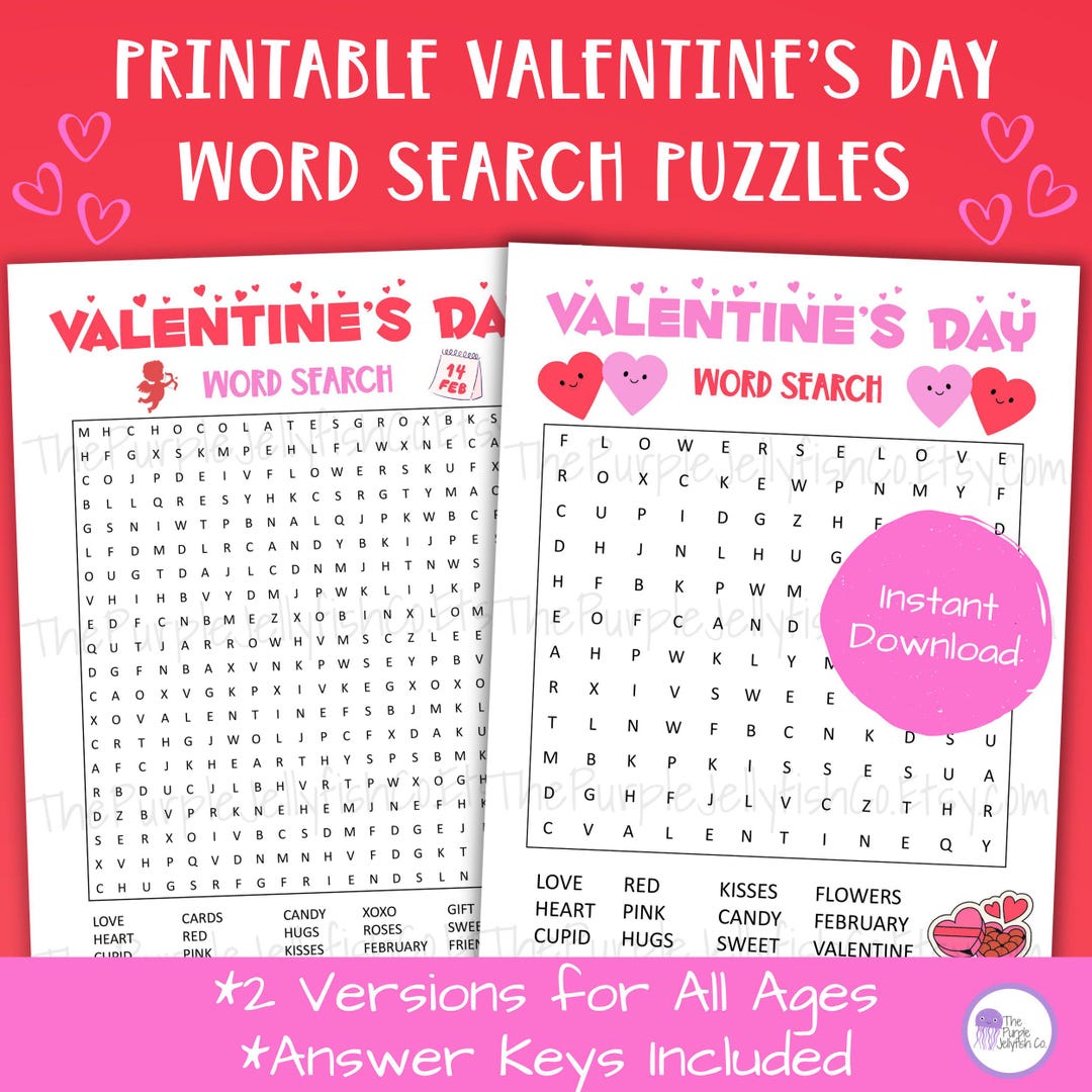 Valentines Word Search for Kids, Word Search Puzzle Valentines Day ...