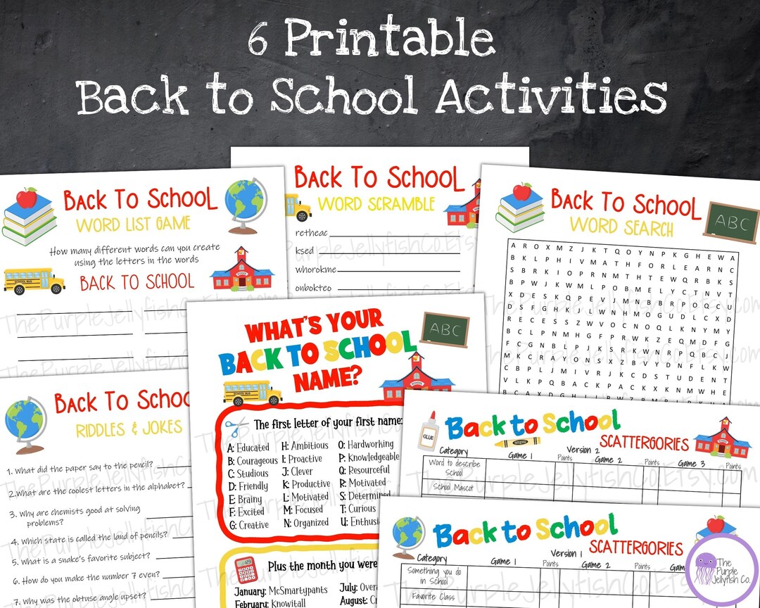 Back to School Activities for Kids Printable Back to School Games ...