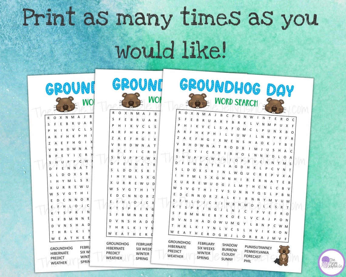 Groundhog Day Word Search Printable, Groundhog Activities, Word Search ...