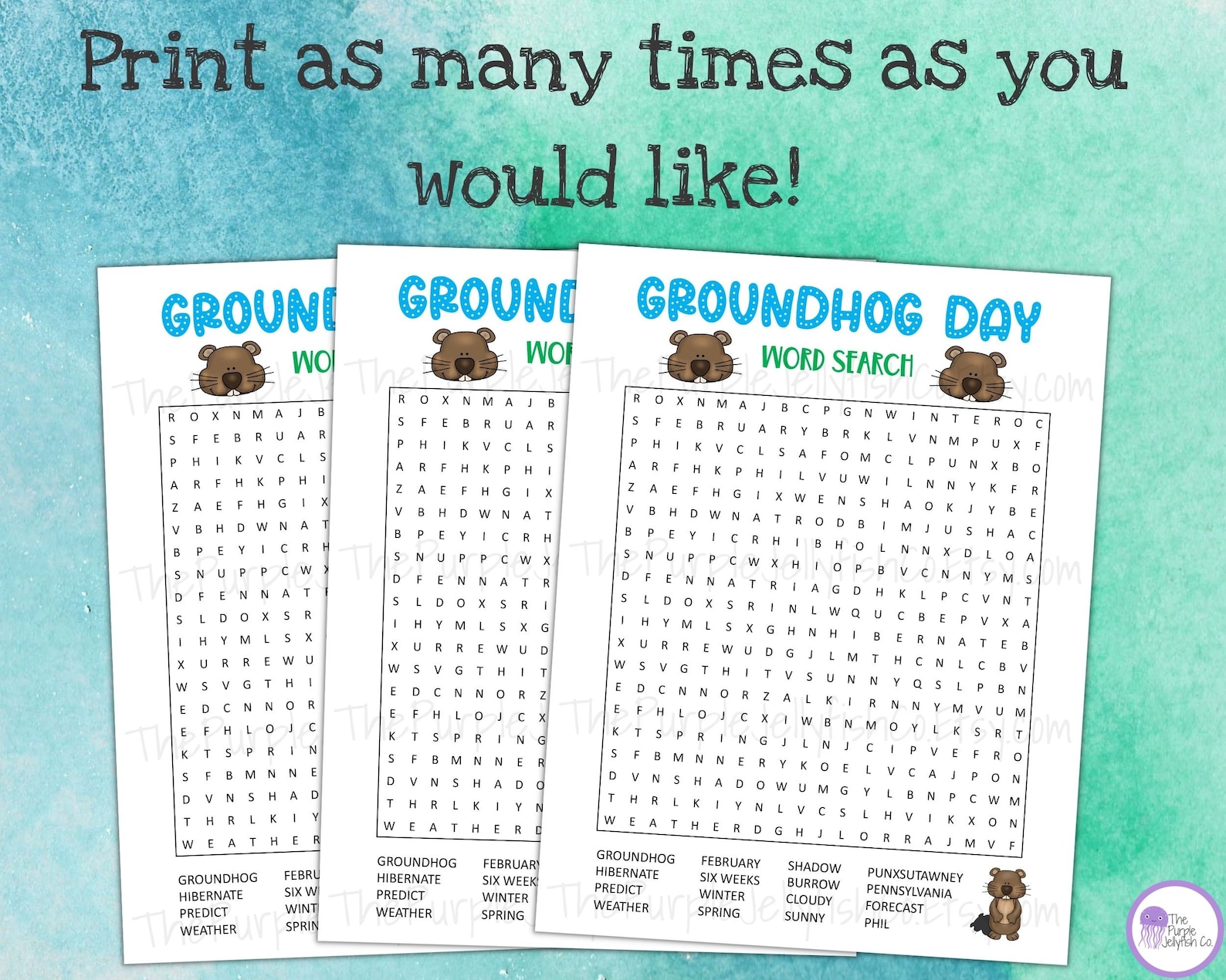 Groundhog Day Word Search Printable, Groundhog Activities, Word Search ...