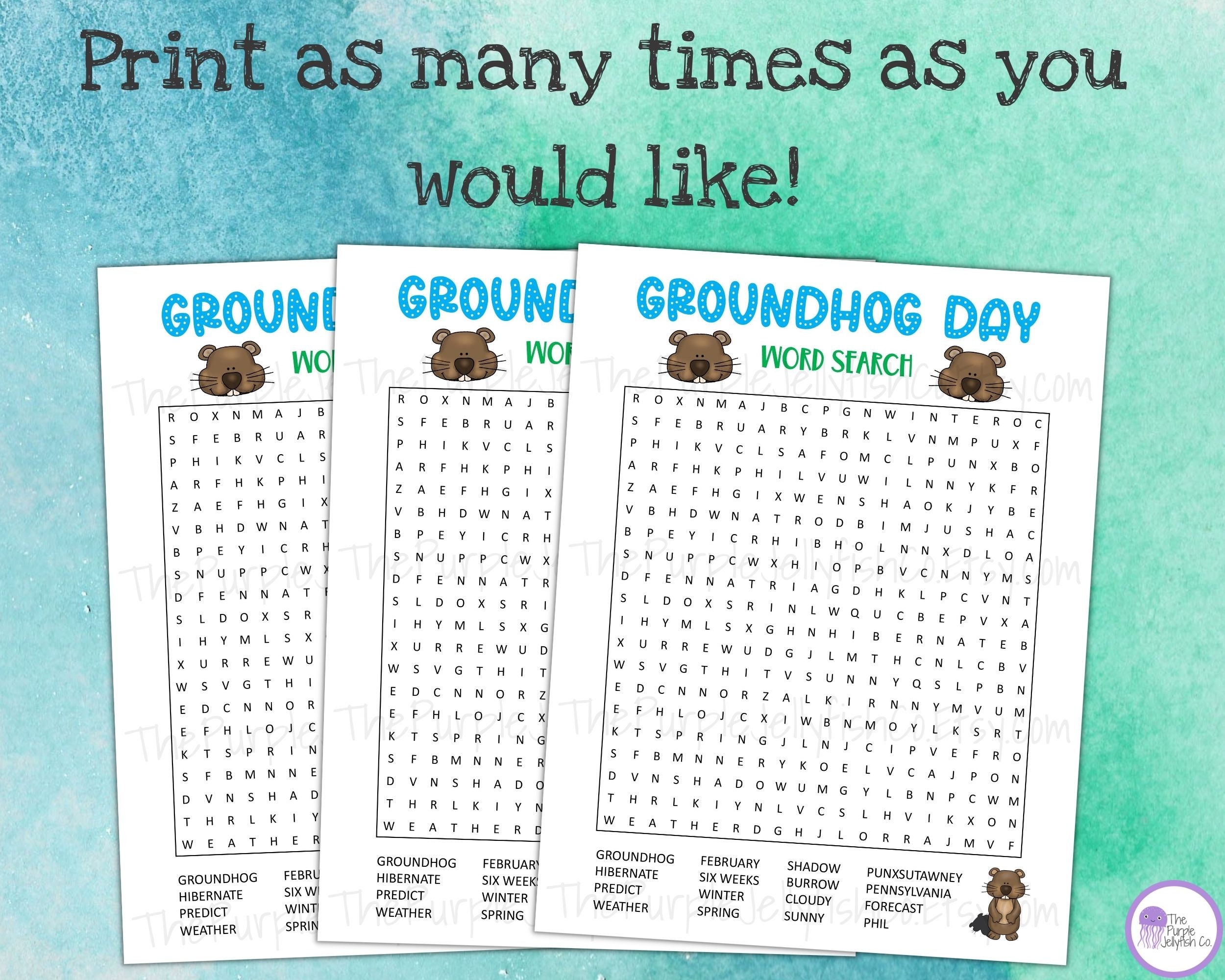 Groundhog Day Word Search Printable, Groundhog Activities, Word Search ...