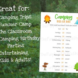 Camping This or That Game, Fun Camping Game Printable, Would You Rather ...