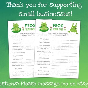 Frog Think Fast Game, Printable Frog Game, Frog Activity for Kids ...