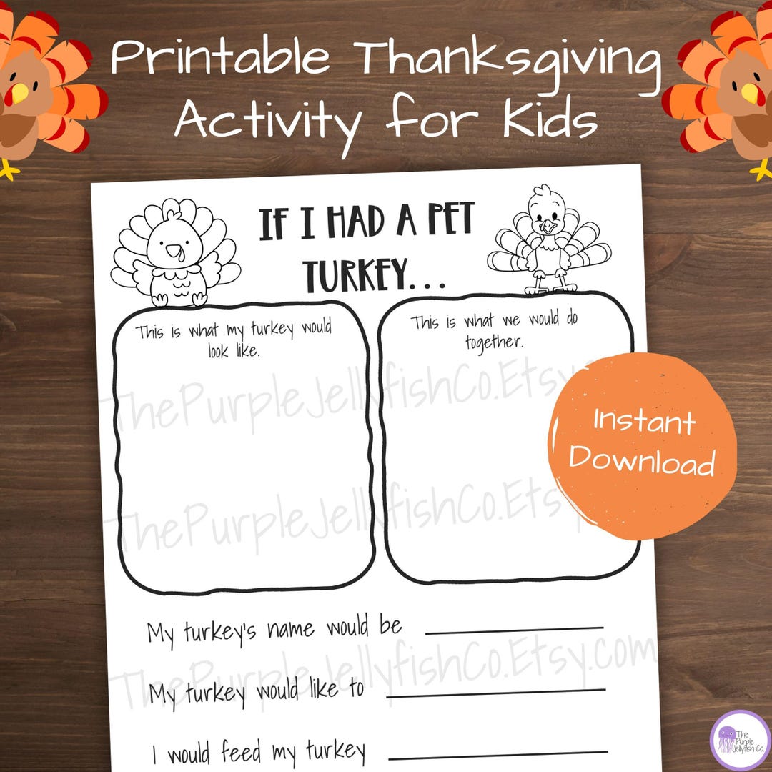 If I Had a Pet Turkey Thanksgiving Activity for Kids, Printable ...