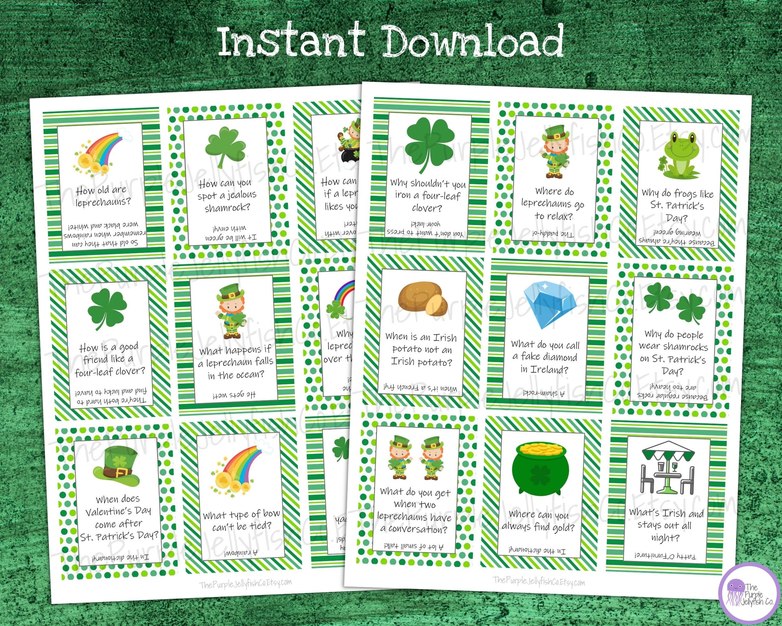 St Patricks Day Lunchbox Notes for Kids Lunch Box Jokes, School Lunch ...