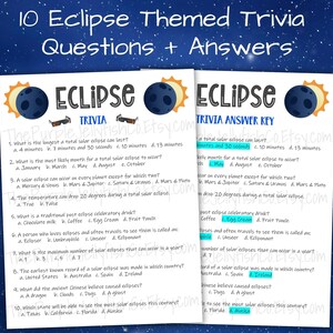 Eclipse Trivia Game for Kids & Adults, Printable Trivia Questions and ...