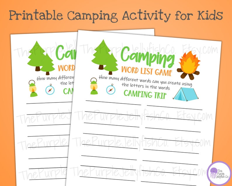 Camping Word List Game, Camping Activity for Kids Printable, Camping ...