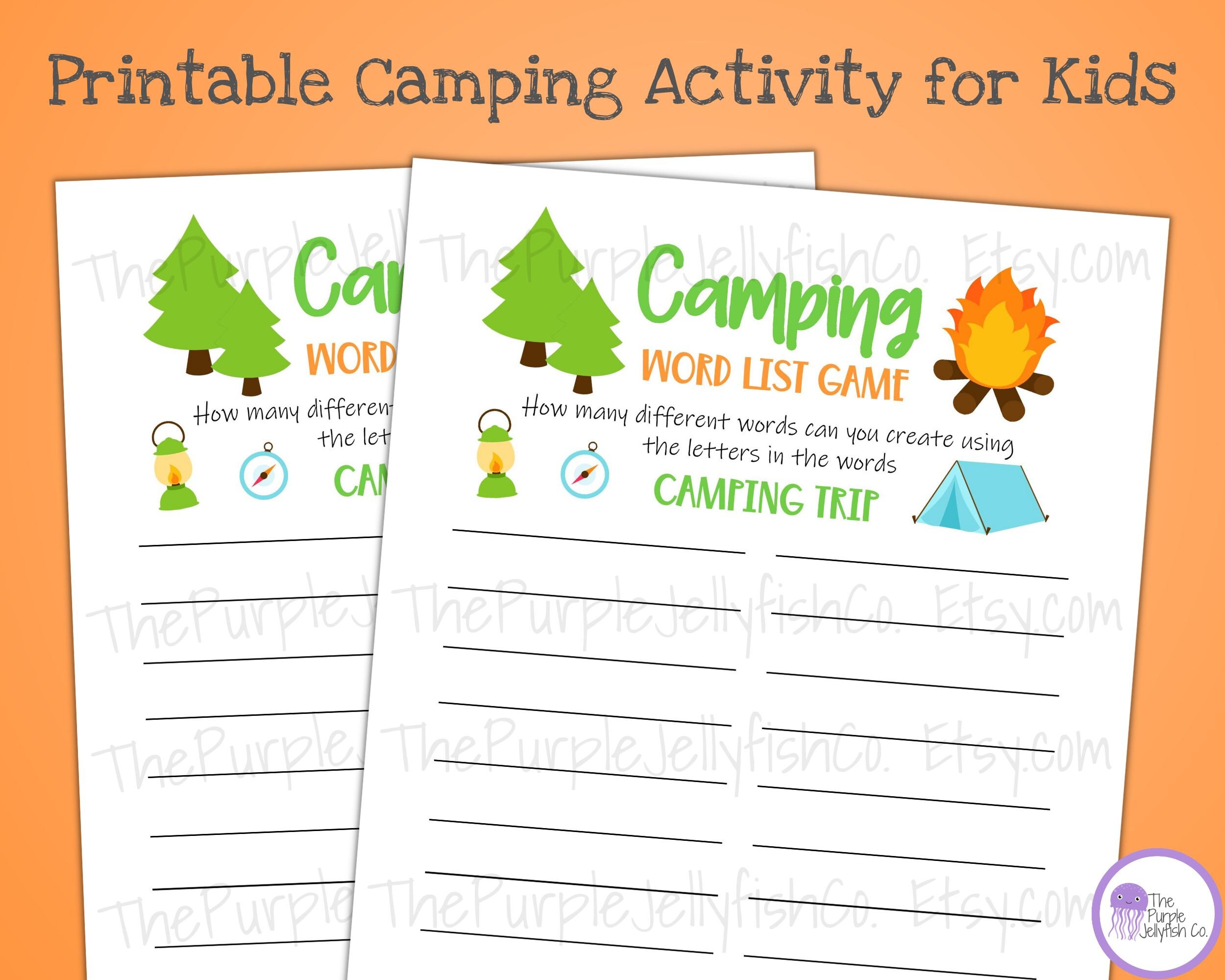 Camping Word List Game, Camping Activity for Kids Printable, Camping ...