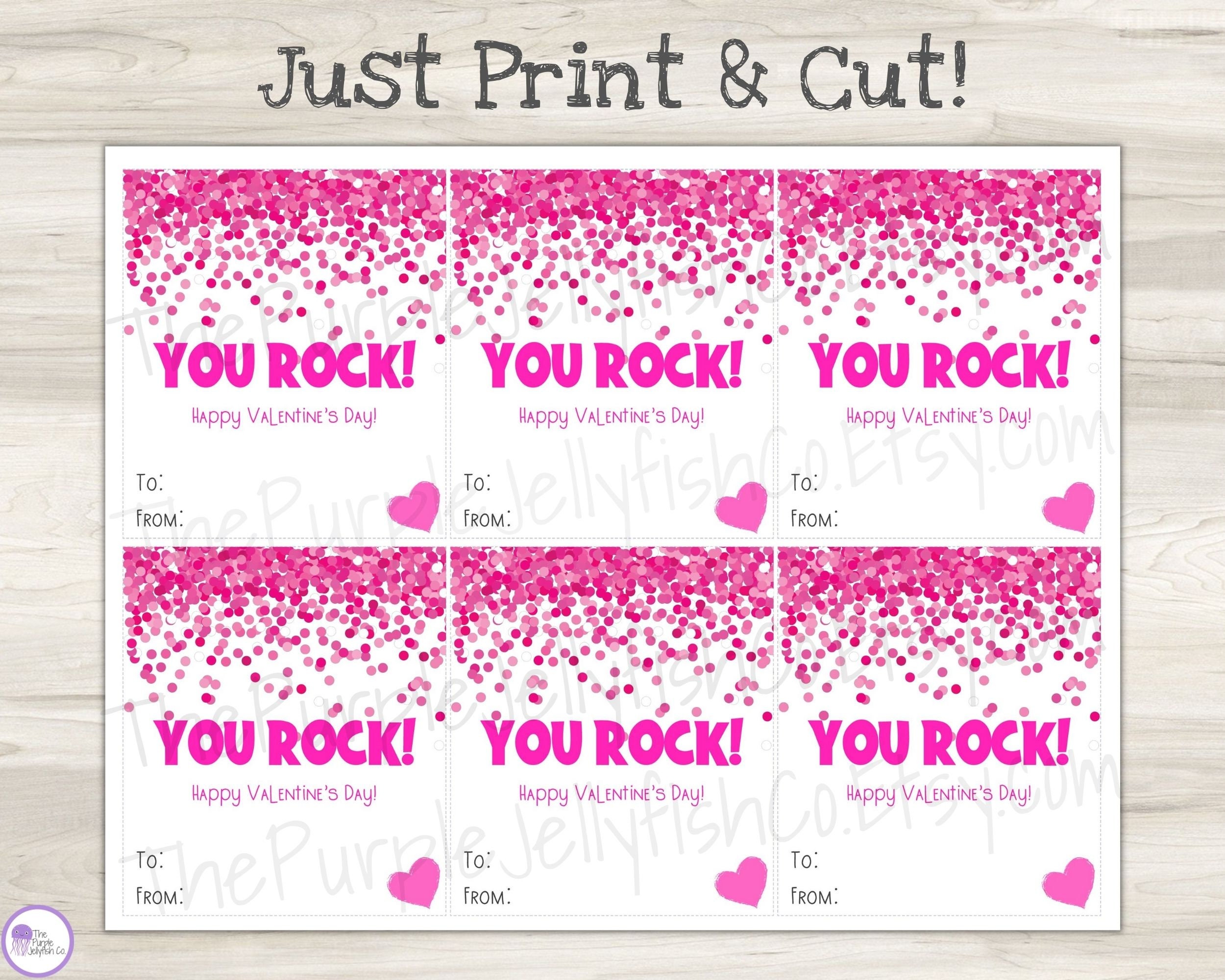 You Rock Valentine Tag Classroom Valentines Printable Pop - Etsy