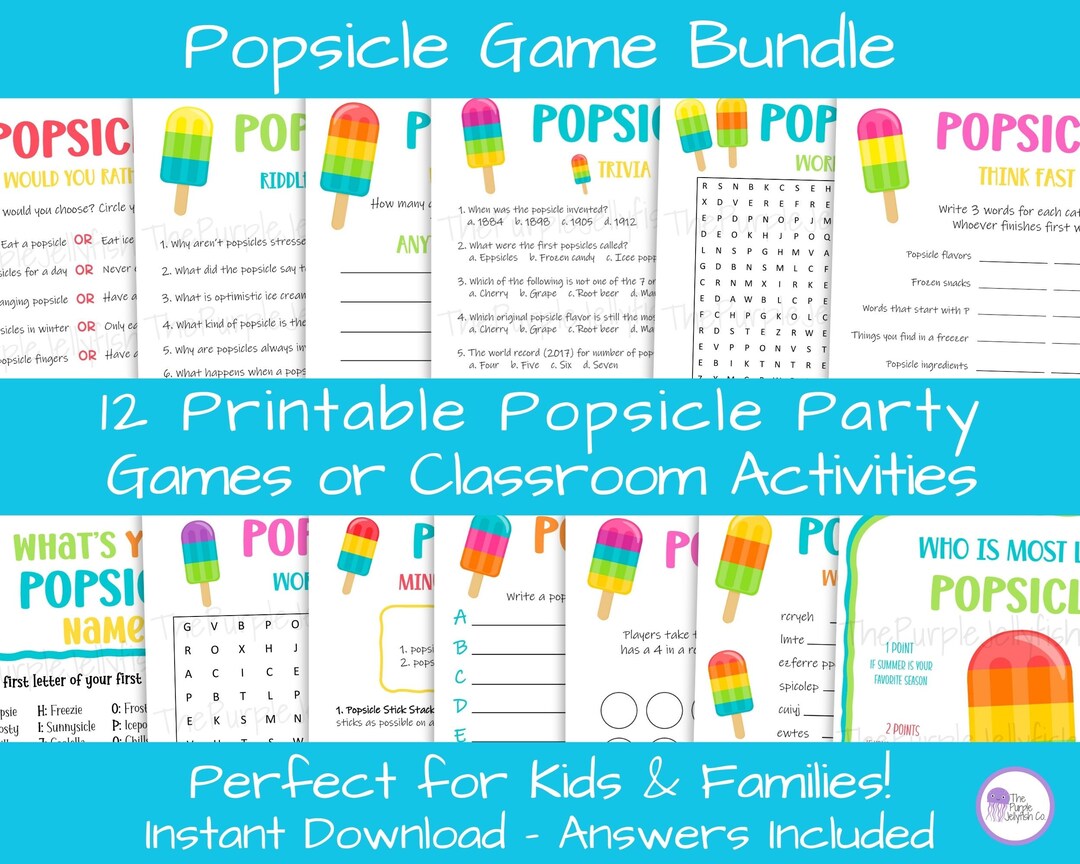Popsicle Games for Kids Printable Popsicle Party Ideas, Fun Summer ...