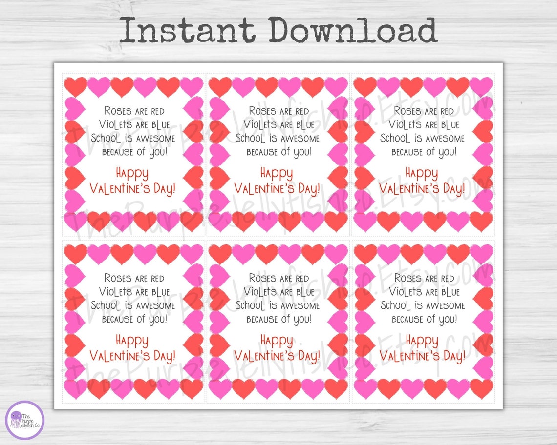 Teacher Valentines Printable, Valentine's Day Appreciation, Valentine ...