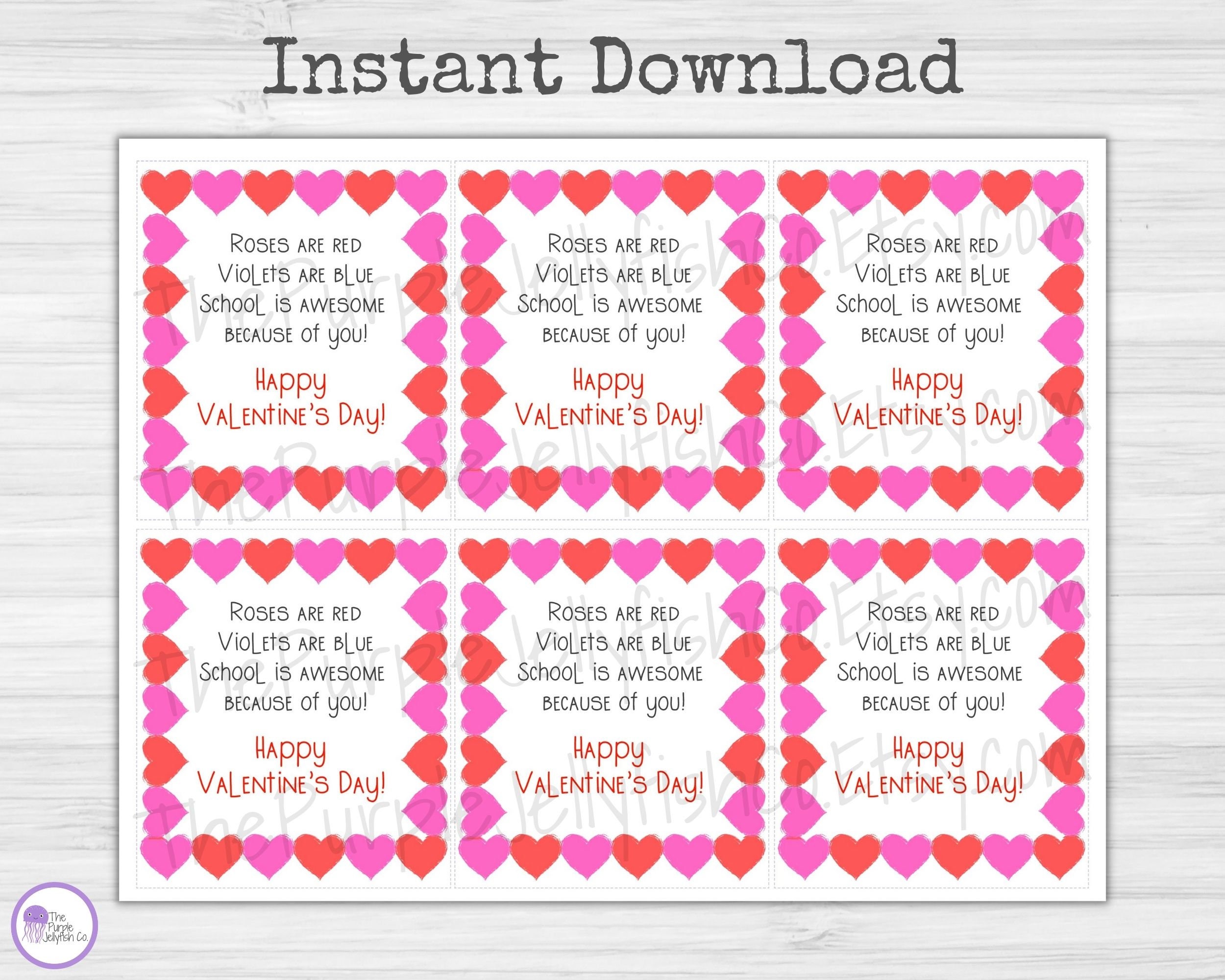 Teacher Valentines Printable, Valentine's Day Appreciation, Valentine ...