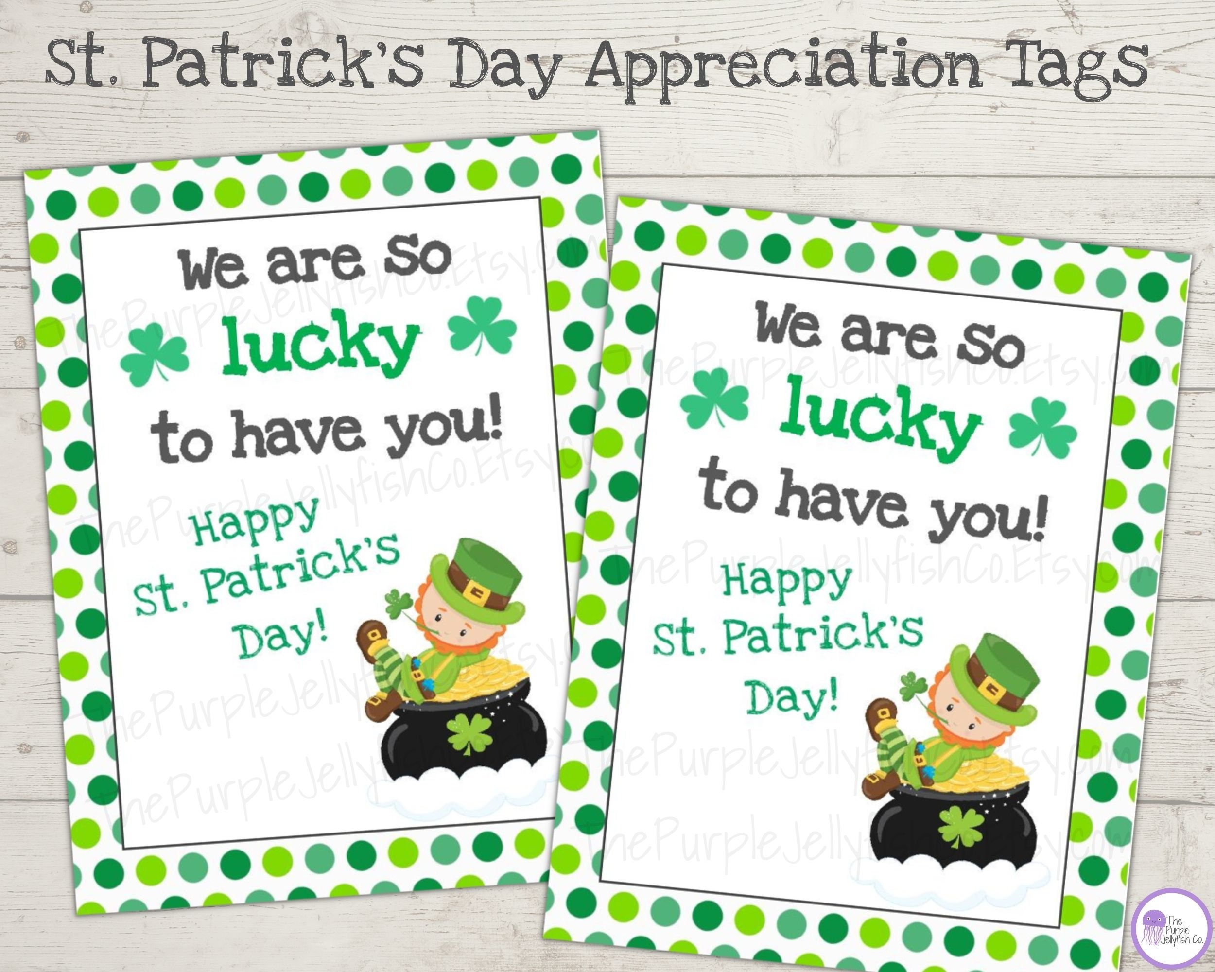 St. Patrick's Appreciation Tags, St. Patty's Printable, St. Patrick's ...