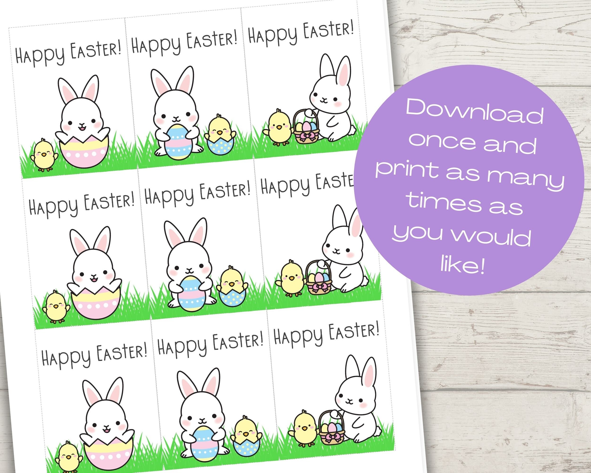 Printable Easter Gift Tags, Kawaii Easter Mini Cards, Instant Digital ...
