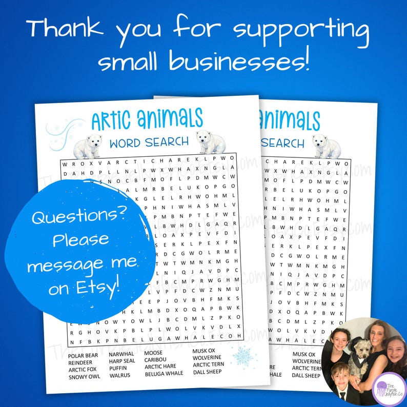 Winter Word Search Puzzle Game, Arctic Animals Winter Unit Study ...