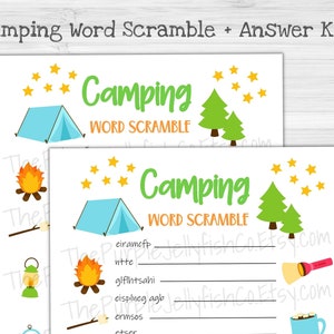 Camping Word Scramble, Kids Camping Activity, Camping Game for Kids ...
