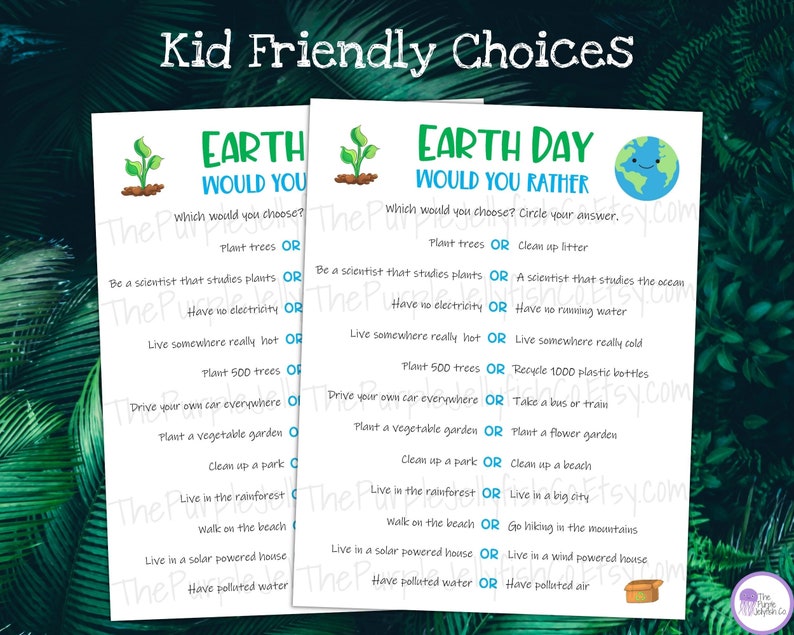 Earth Day Would You Rather Game, This or That Game for Kids, Printable ...
