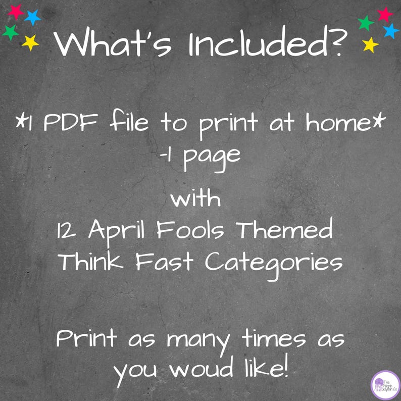 Think Fast Game April Fools Printable, April Fool's Day Party Idea ...