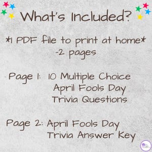 April Fool's Day Trivia Game Printable, April Fools Party Idea, April ...