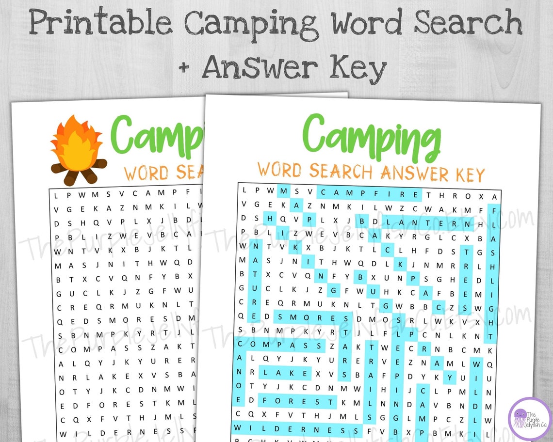Camping Word Search Printable, Camping Activity for Kids, Summer Camp ...
