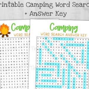 Camping Word Search Printable, Camping Activity for Kids, Summer Camp ...