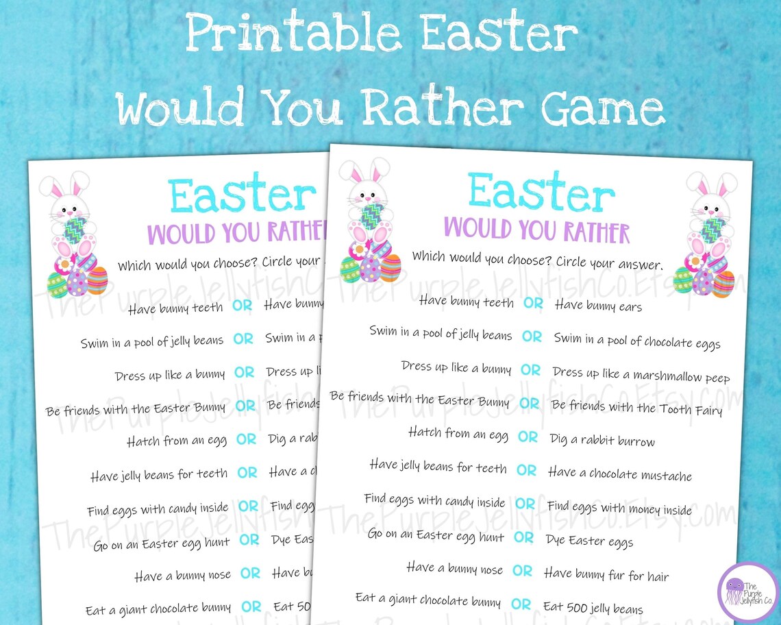 Easter Would You Rather, Easter Games for Kids Printable, Easter This ...