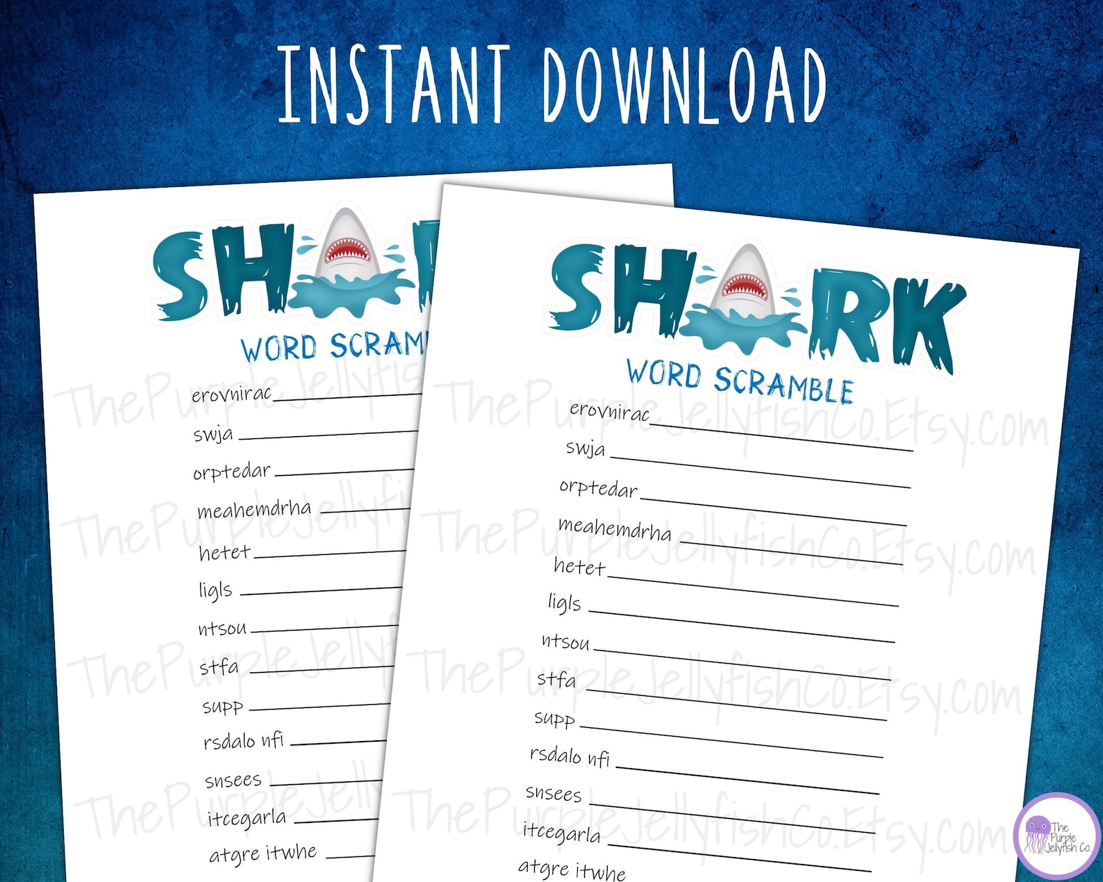 Shark Word Scramble With Answers, Shark Activity for Kids, Shark Game ...