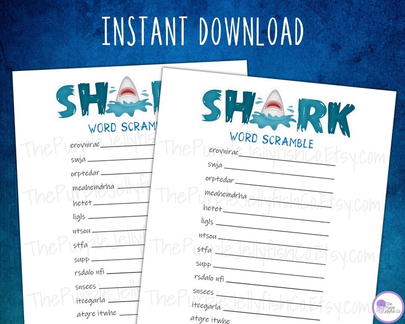 Shark Word Scramble With Answers, Shark Activity for Kids, Shark Game ...