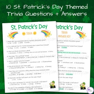 St. Patrick's Day Trivia Game Printable, St Patricks Day Party Game ...