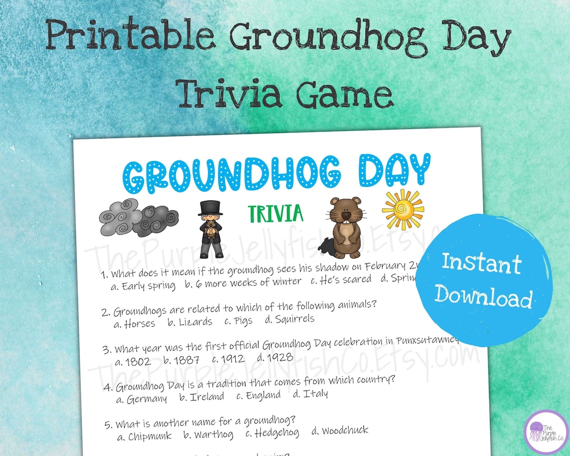 Groundhog Day Trivia Game, Printable Groundhog Day Game for Kids ...