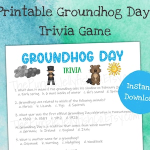 Groundhog Day Trivia Game, Printable Groundhog Day Game for Kids ...