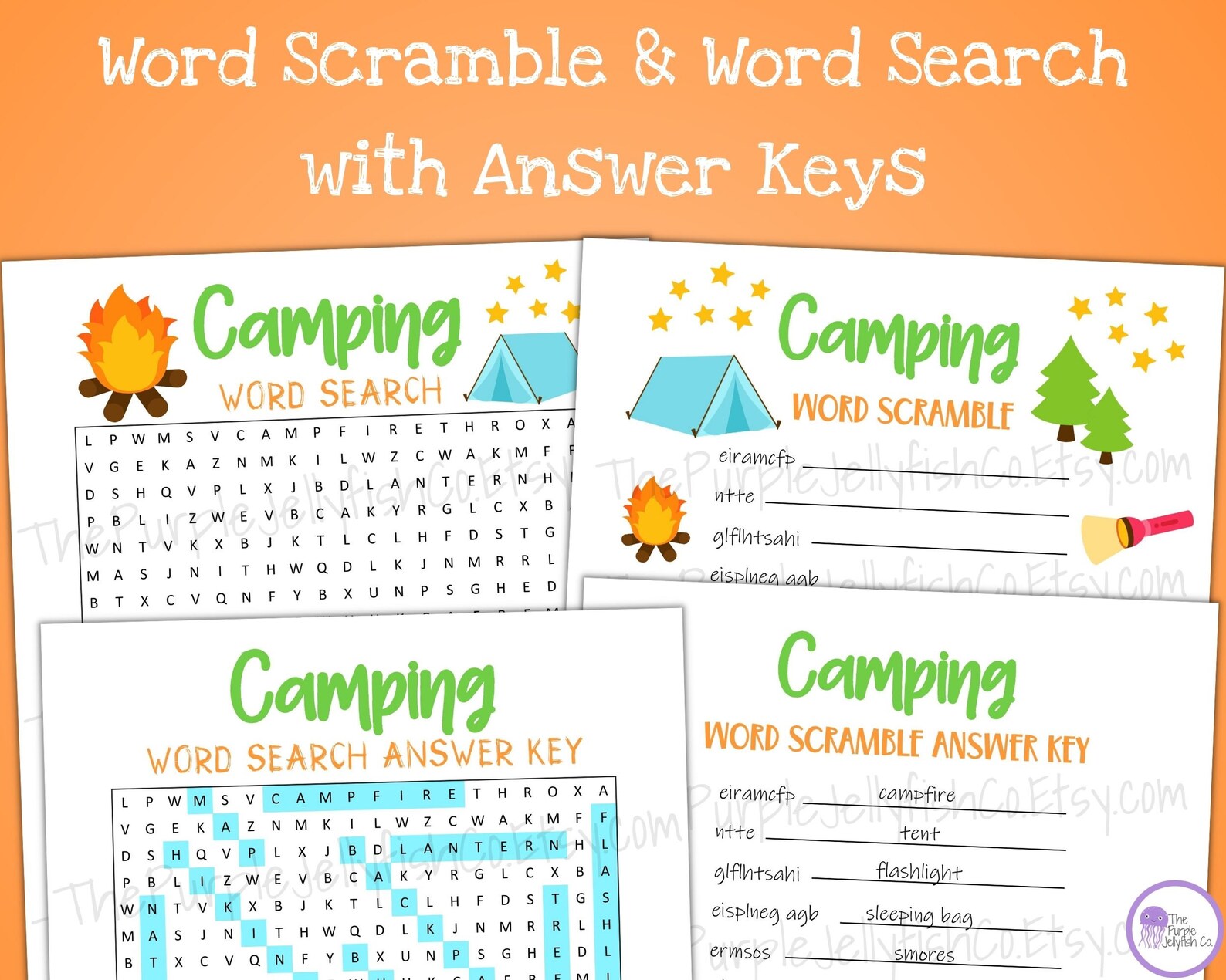 Camping Activities for Kids, Camping Games Bundle, Camping Party ...