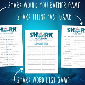 Shark Games Bundle, Shark Birthday Party Ideas, Shark Week Games, Shark ...