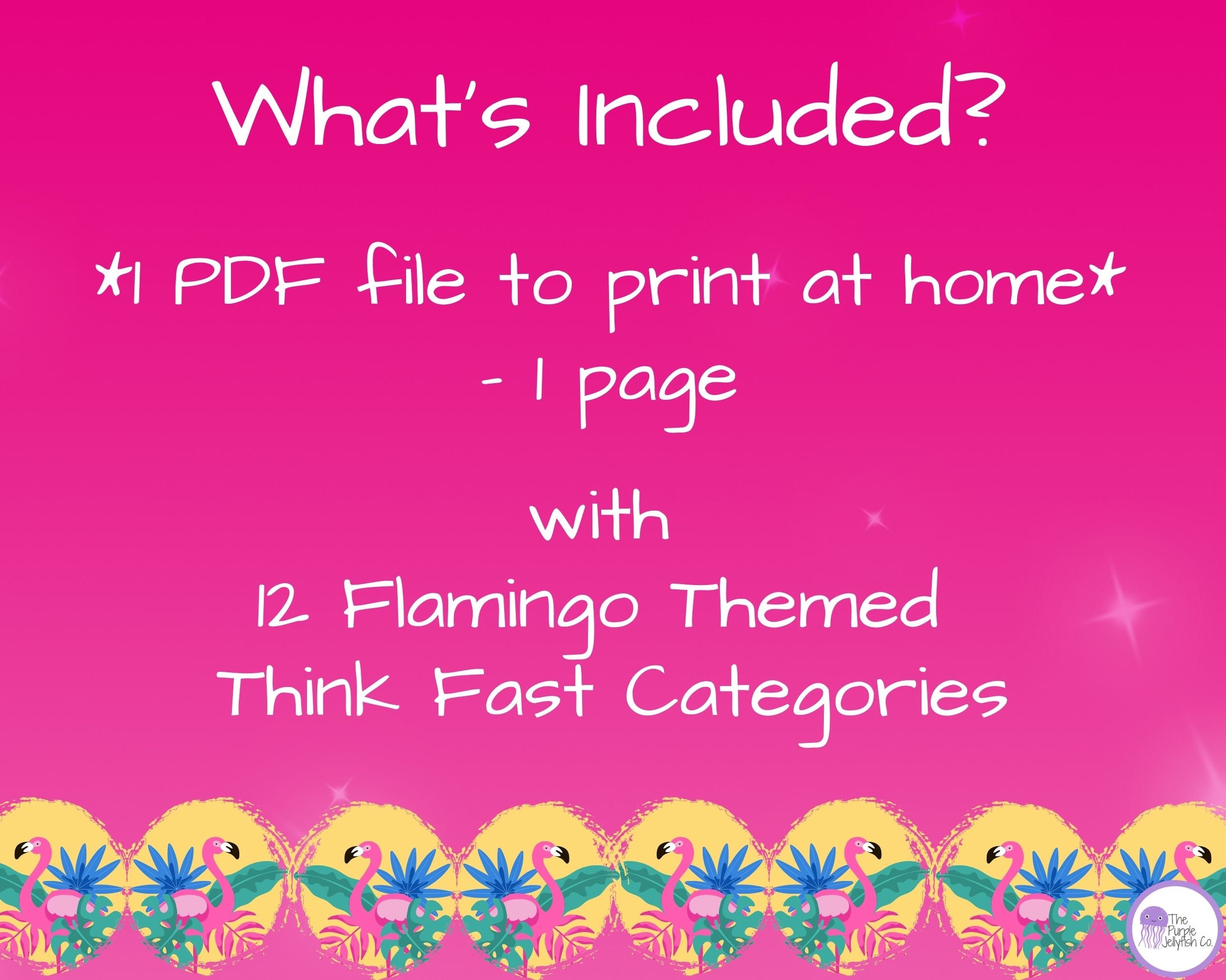 Flamingo Printable Think Fast Game for Kids Flamingo Birthday Party ...
