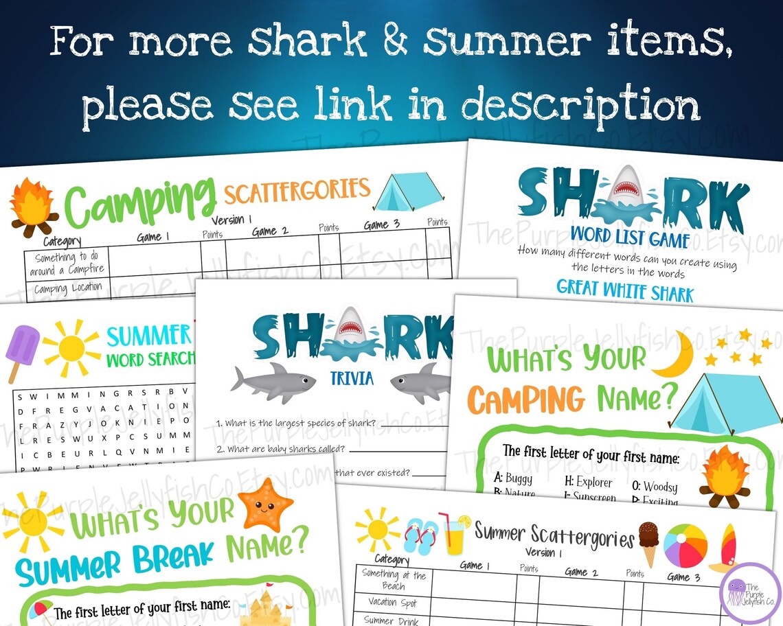 Shark Think Fast Game Summer Activity Printable Shark Week - Etsy