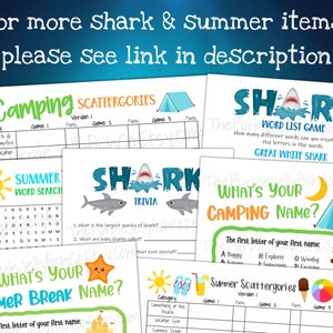 Shark Think Fast Game, Summer Activity Printable, Shark Week Game ...