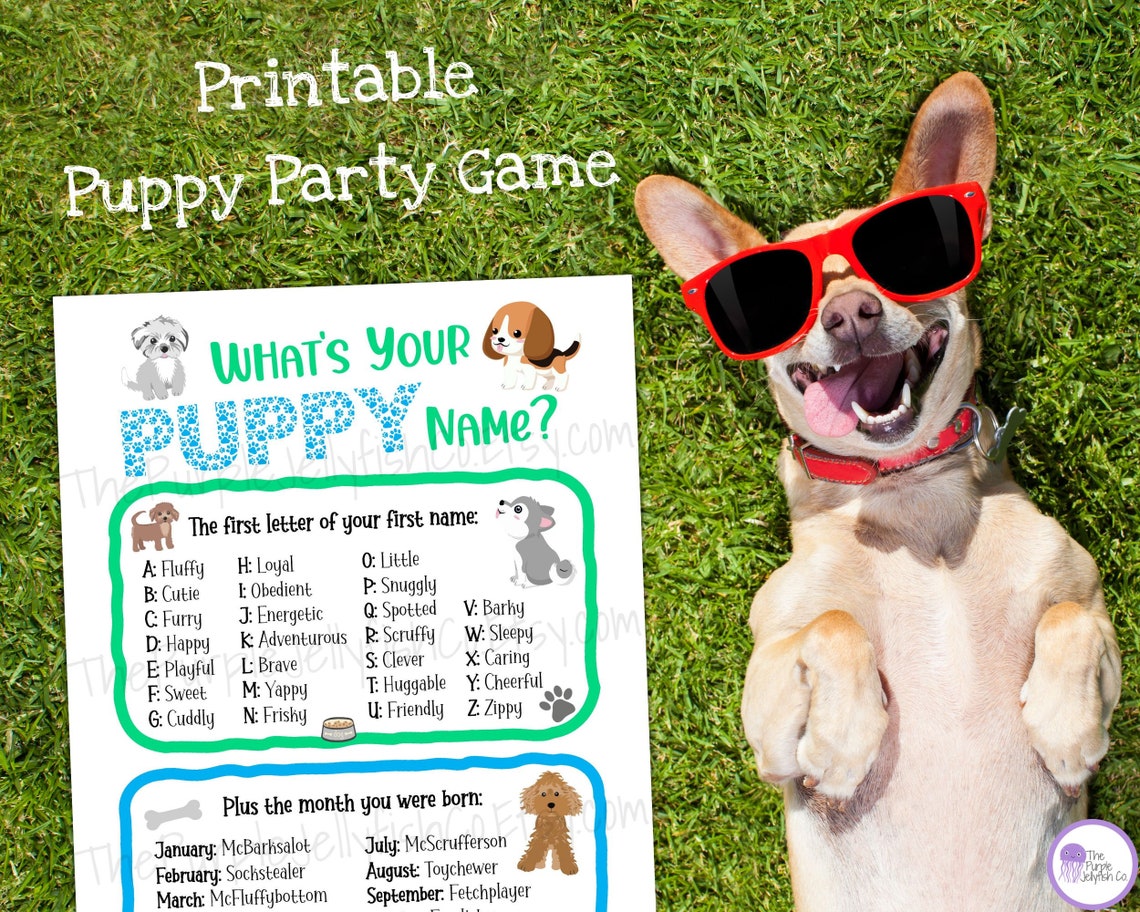 Whats Your Puppy Name Game, Puppy Party Printable, Dog Pawty, Puppy ...