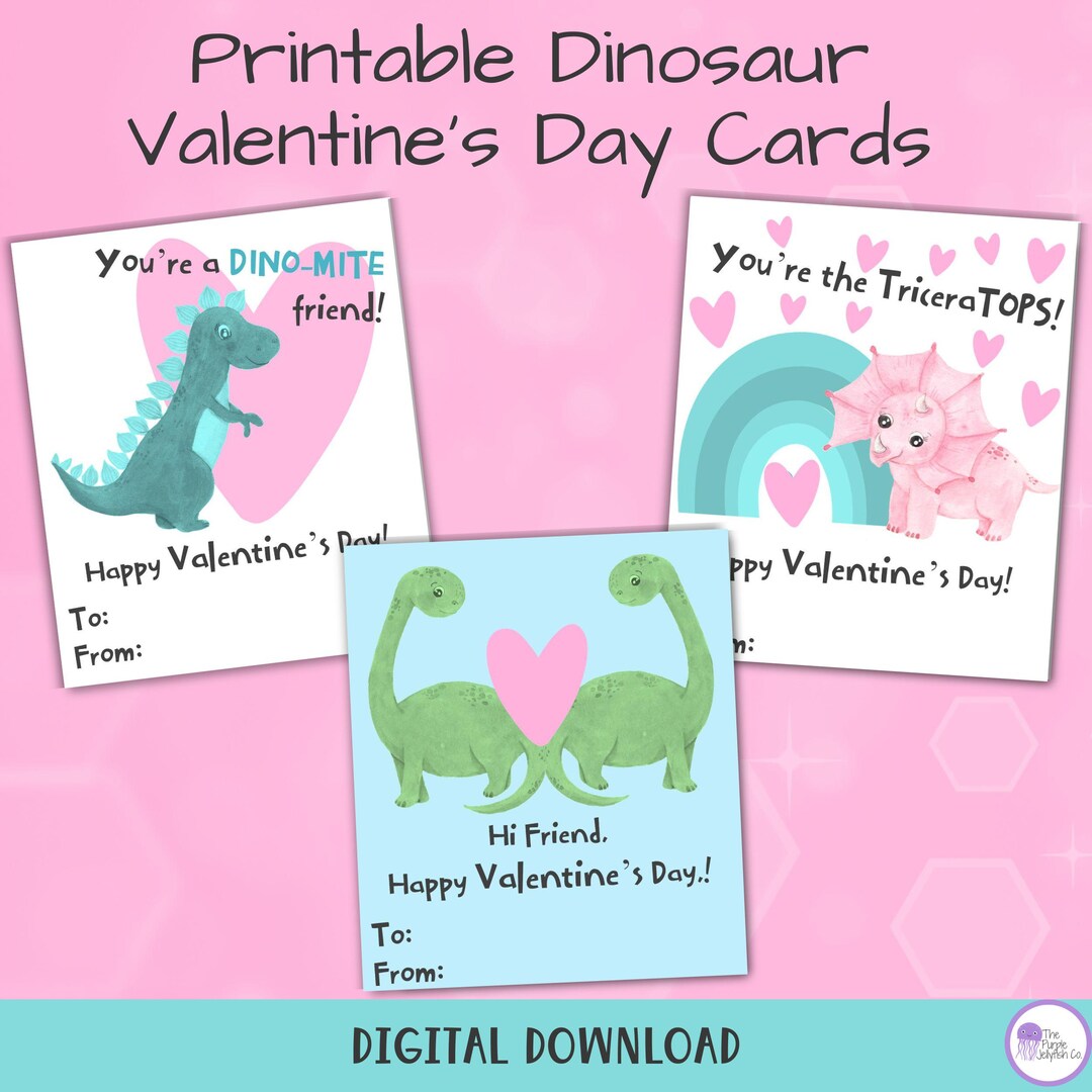 Dinosaur Valentines Cards for Kids Dino Valentines for Class Valentine ...
