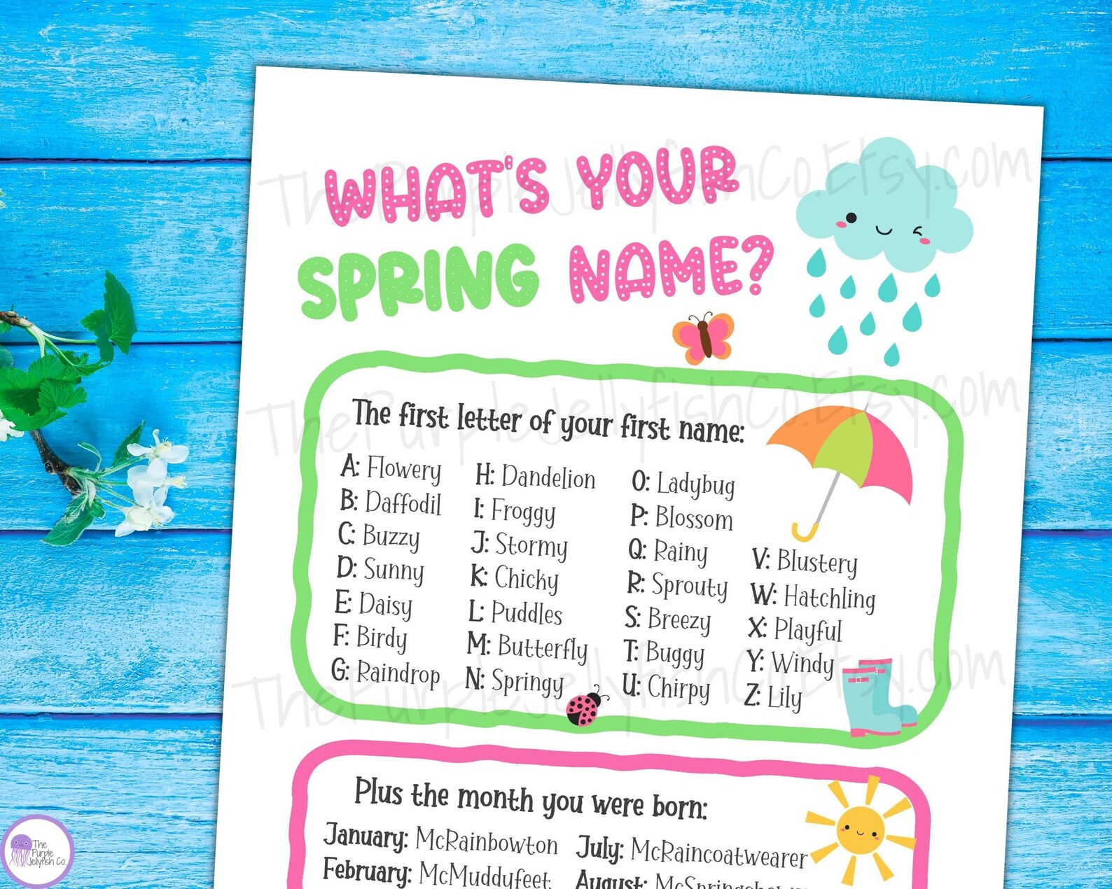 Spring Name Game, Printable Spring Activity for Kids & Adults, Spring ...