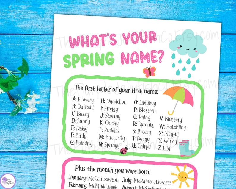 Spring Name Game, Printable Spring Activity for Kids & Adults, Spring ...
