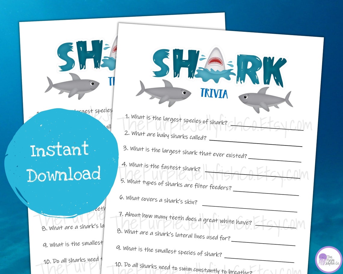 Shark Trivia Questions and Answers, Printable Trivia for Kids, Shark ...