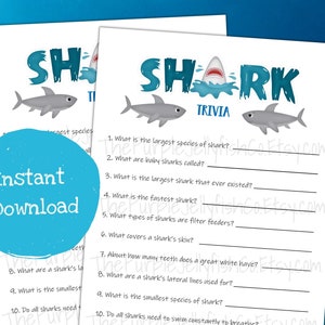 Shark Trivia Questions and Answers, Printable Trivia for Kids, Shark ...