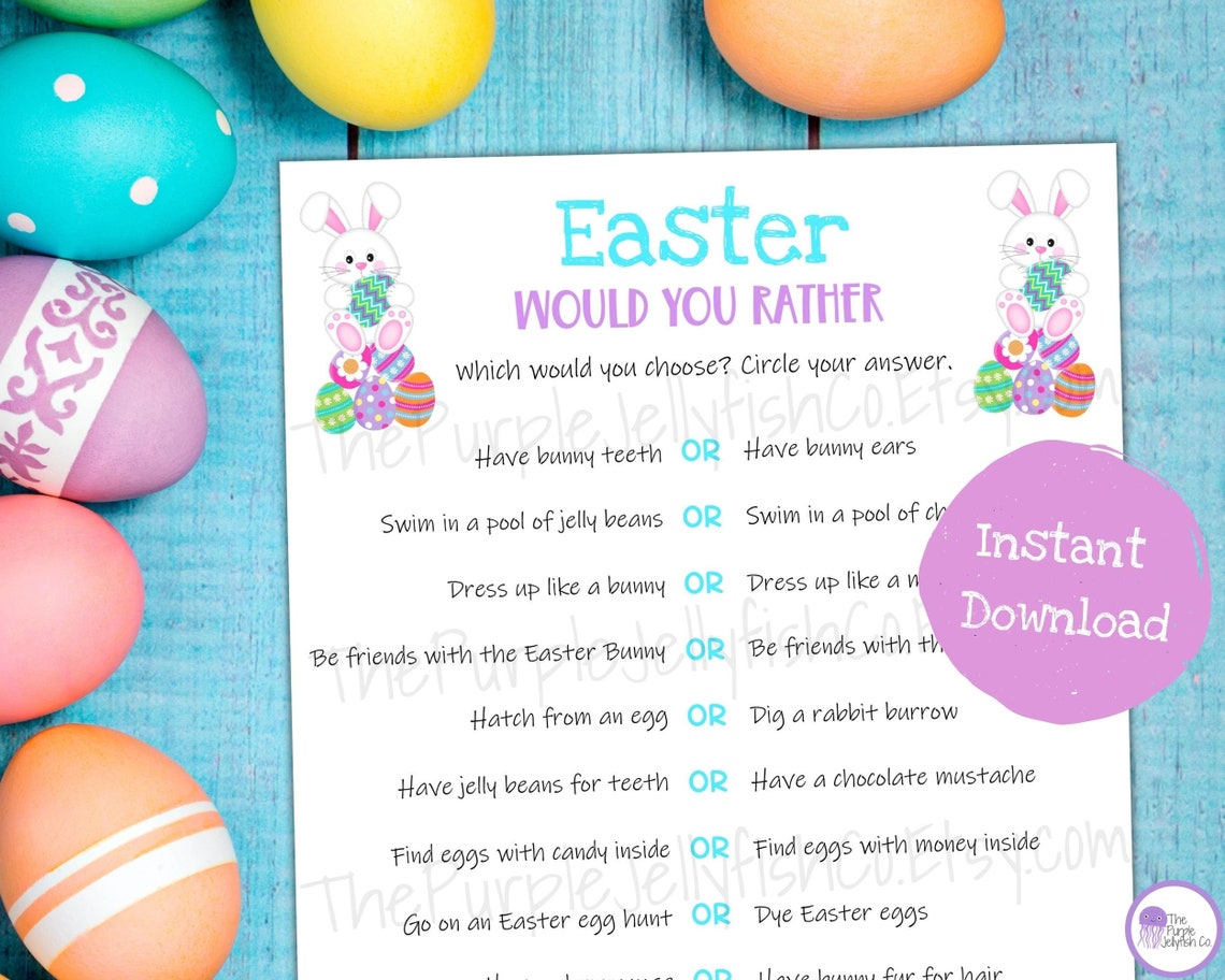 Easter Would You Rather, Easter Games for Kids Printable, Easter This ...