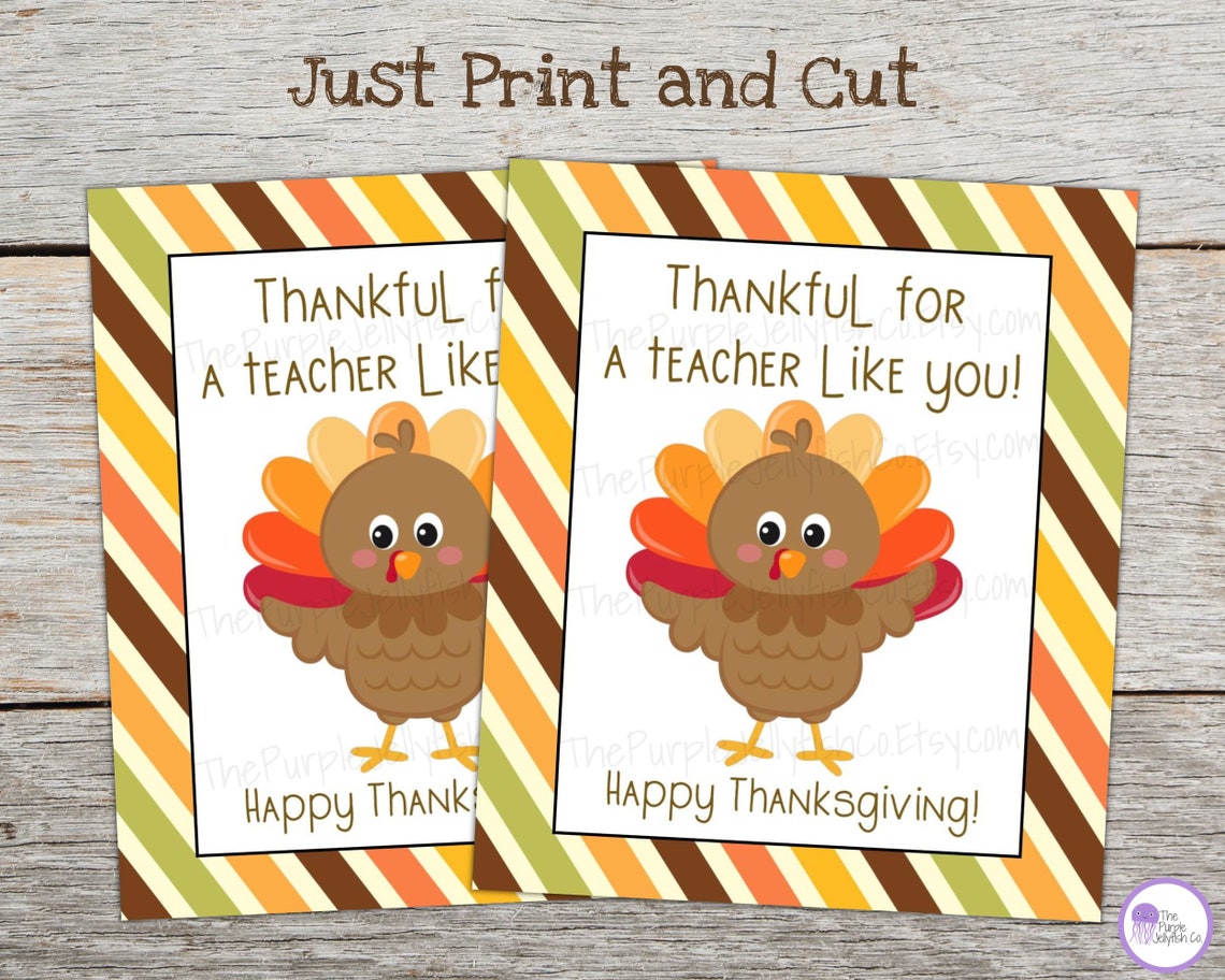 Thankful for Teacher Gift Tag, Thanksgiving Teacher Tag, Teacher ...